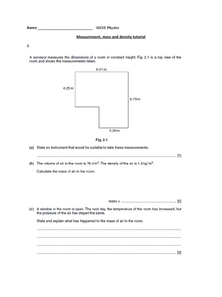 Measurement Weight Density Questions | PDF