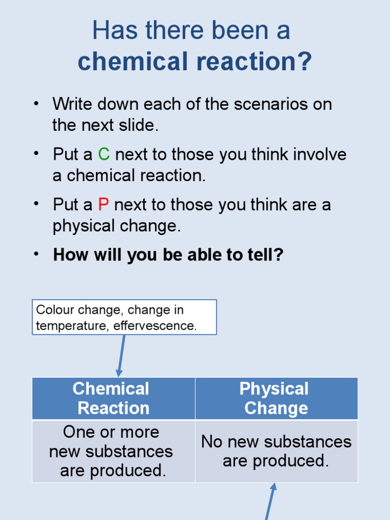 3a Chemical Reactions vs. Physical Changes | PDF
