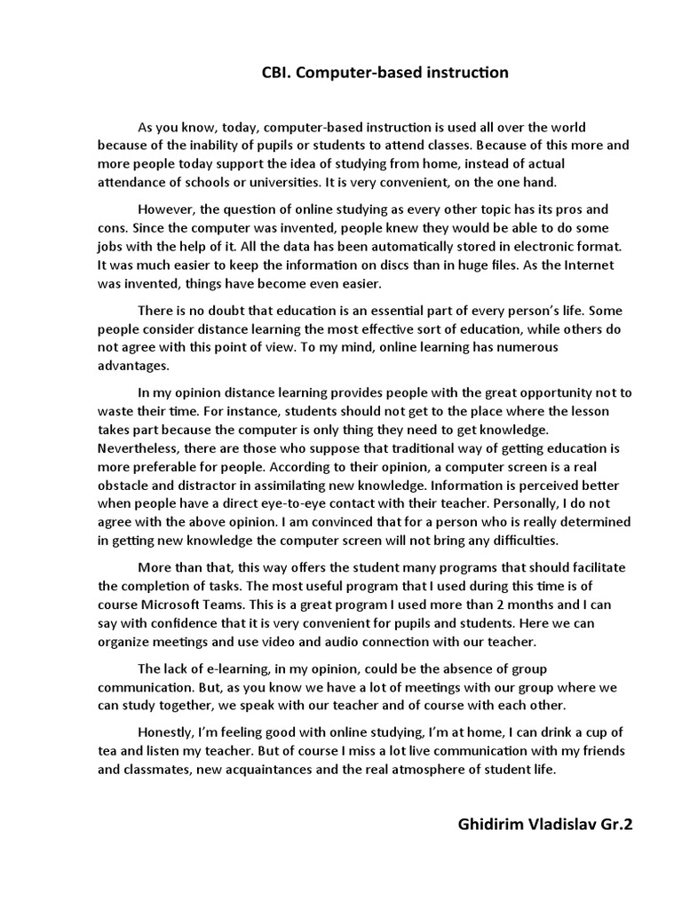 CBI. Computer Based Instruction | PDF | Educational Technology ...