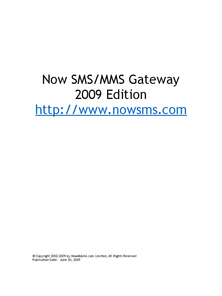 NowSMS 2009 | PDF | Multimedia Messaging Service | Telecommunications