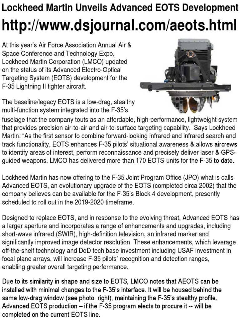 Lockheed Martin Unveils Advanced EOTS Development | PDF