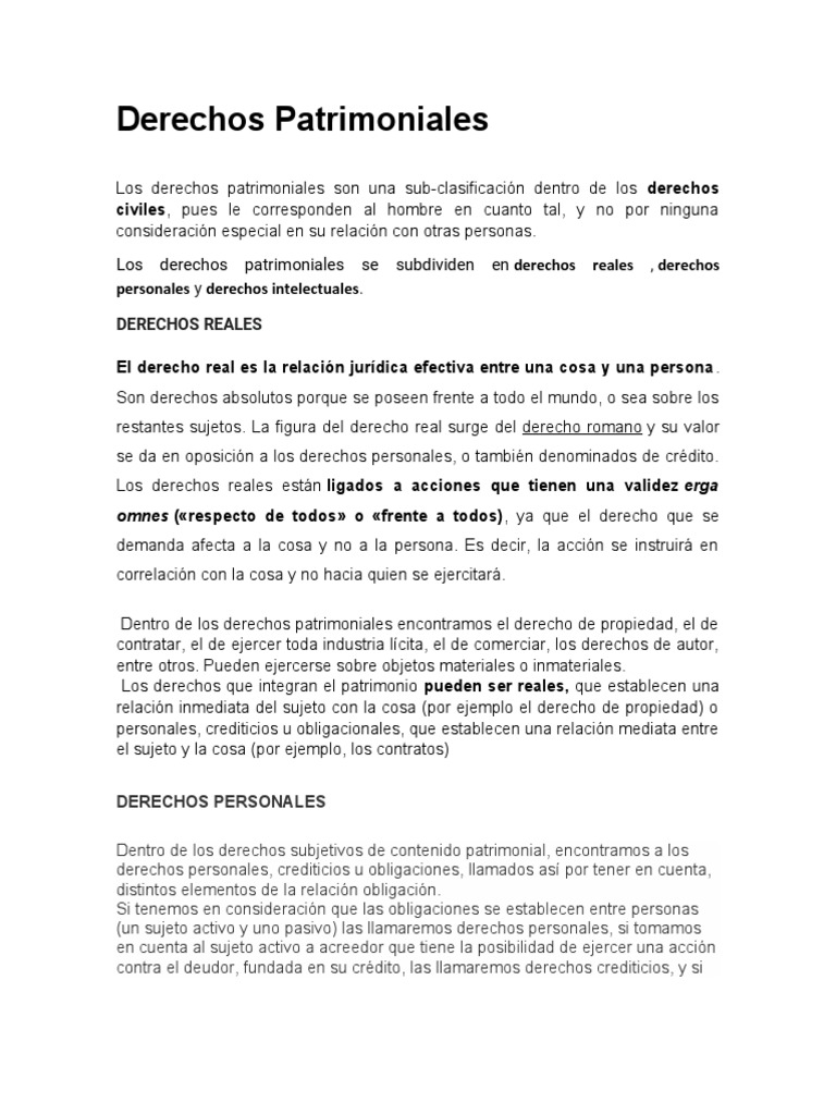 Derechos Patrimoniales | PDF | Derechos de autor | Bienes (Ley)