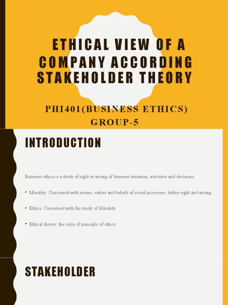 Ethical View of Company According Stakeholder Theory - PHI 401 | PDF ...