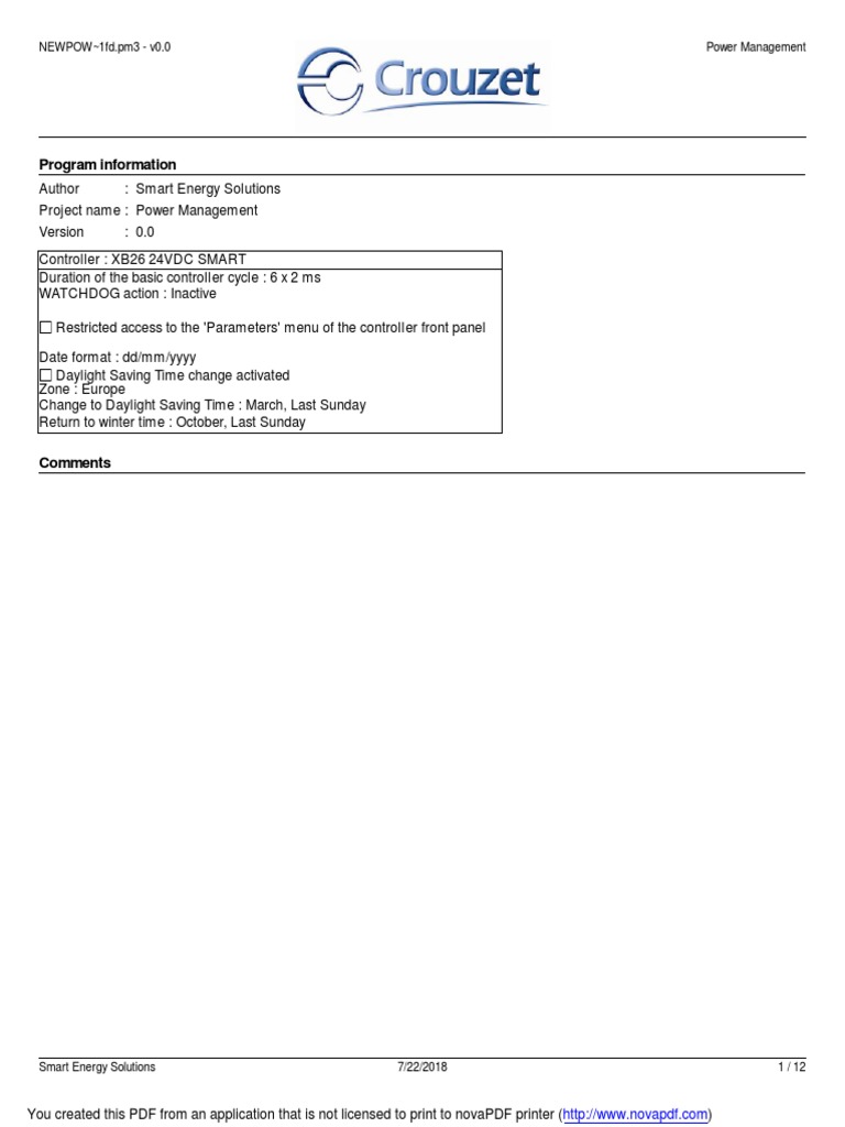 Program Information: NEWPOW 1fd - pm3 - v0.0 Power Management | PDF | Boolean Data Type | Arithmetic