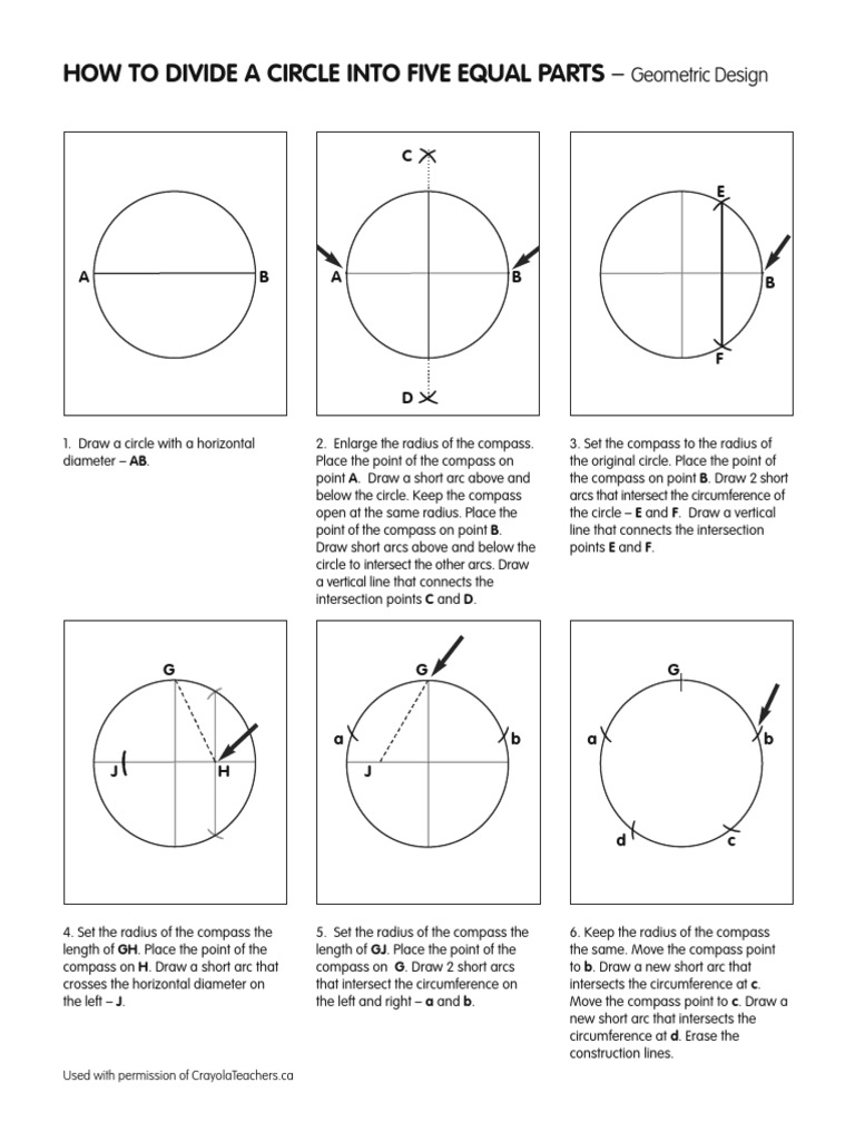 How To Divide A Circle Into Five Equal Parts - : Geometric Design | PDF ...