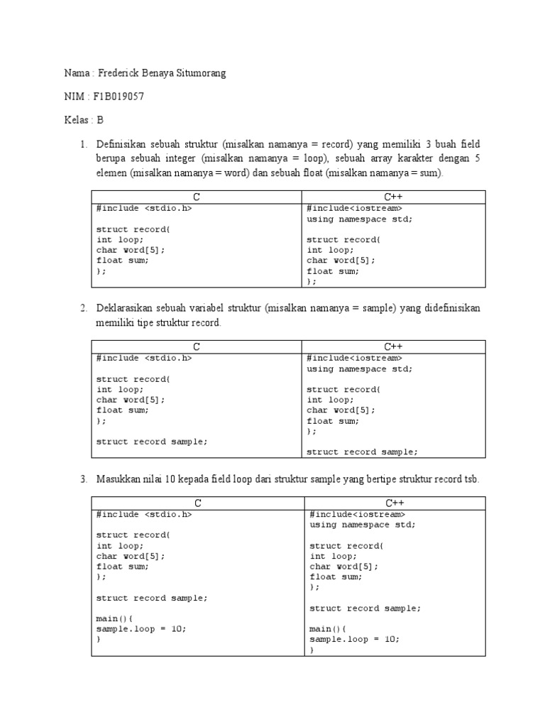 F1B019057 Frederick Benaya Situmorang Tugas Struct | PDF