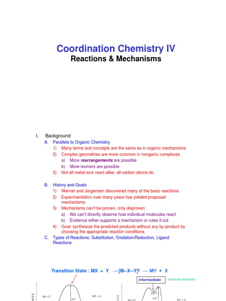 Coordination Chemistry IV: Reactions & Mechanisms | PDF | Coordination ...
