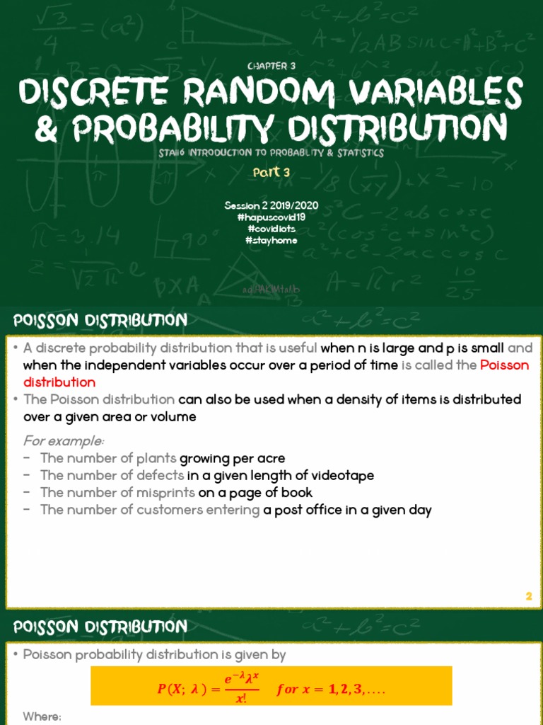 CHAP3.0 - STA116 - Discrete Random Variables and Probability Distribution - Part3 | PDF ...