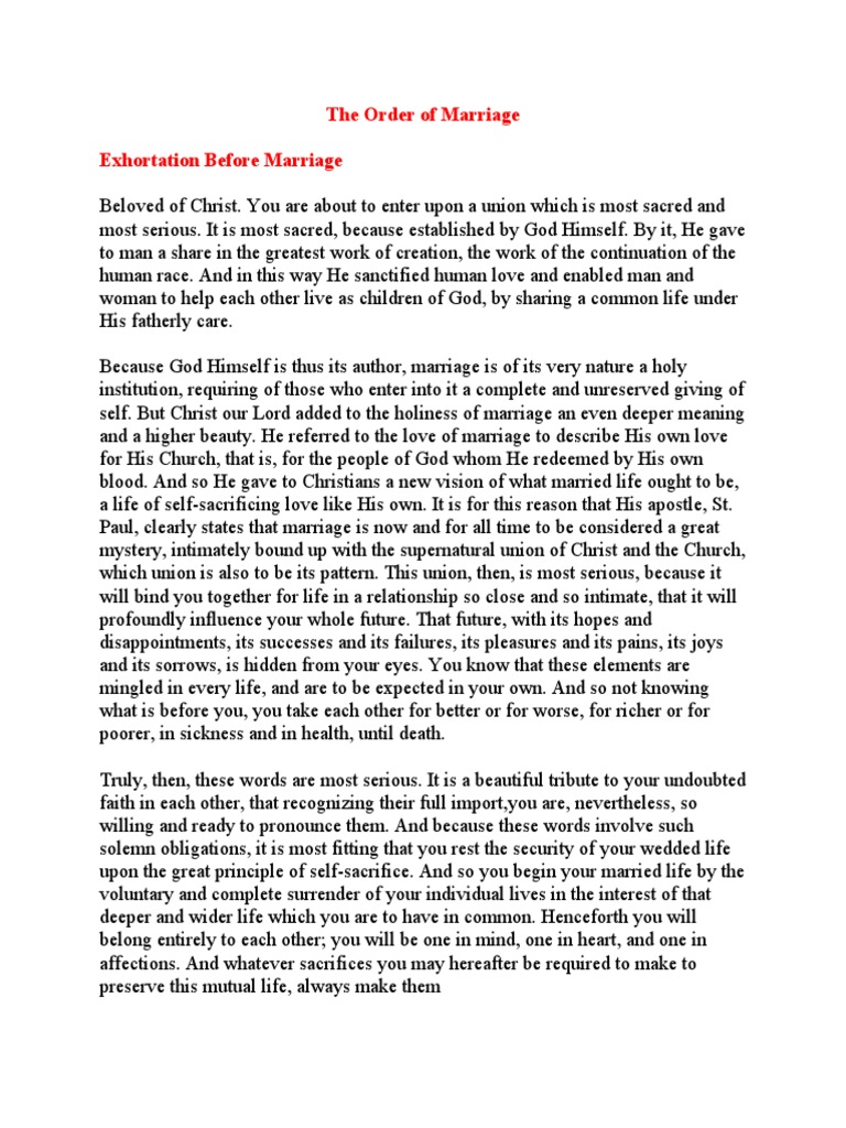 The Order of Marriage | PDF | Religious Behaviour And Experience ...