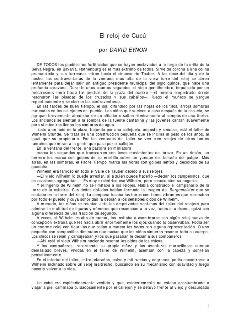 Eynon, David - El Reloj de Cucu | PDF | Reloj | Naturaleza