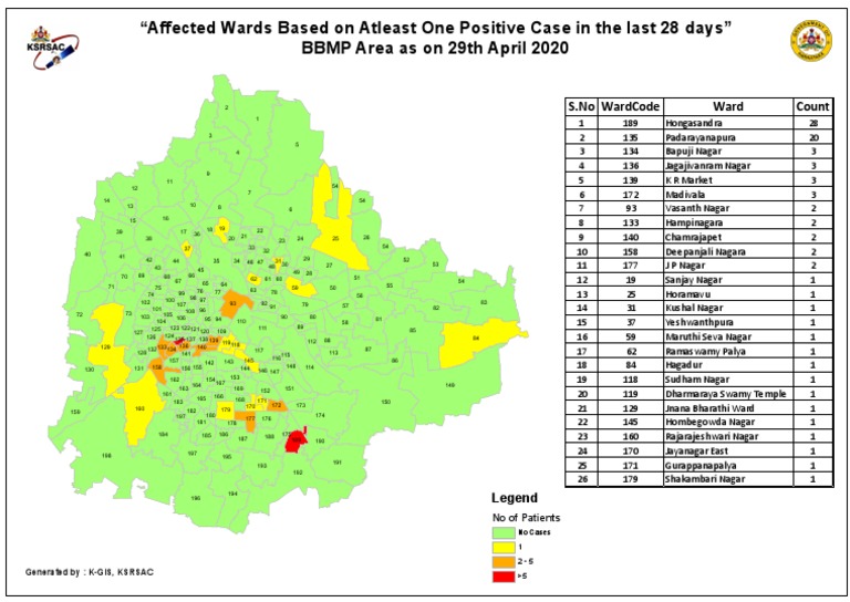 "Affected Wards Based On Atleast One Positive Case in The Last 28 Days ...