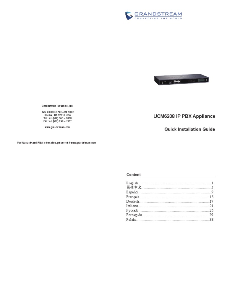 UCM6208 IP PBX Appliance: Quick Installation Guide | PDF | Computer ...