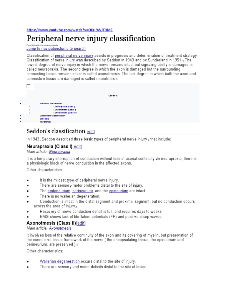 Peripheral Nerve Injury Classification | PDF