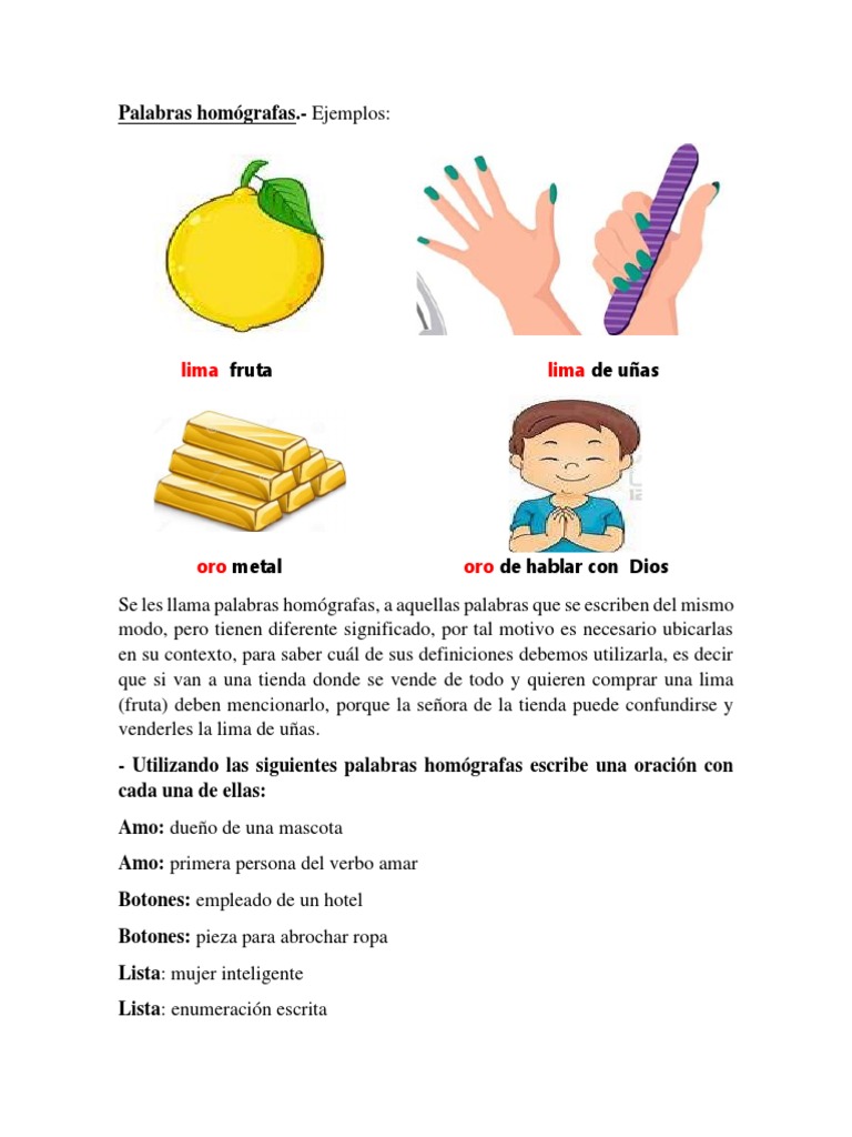Palabras Homografas | PDF | Adverbio | Idiomas