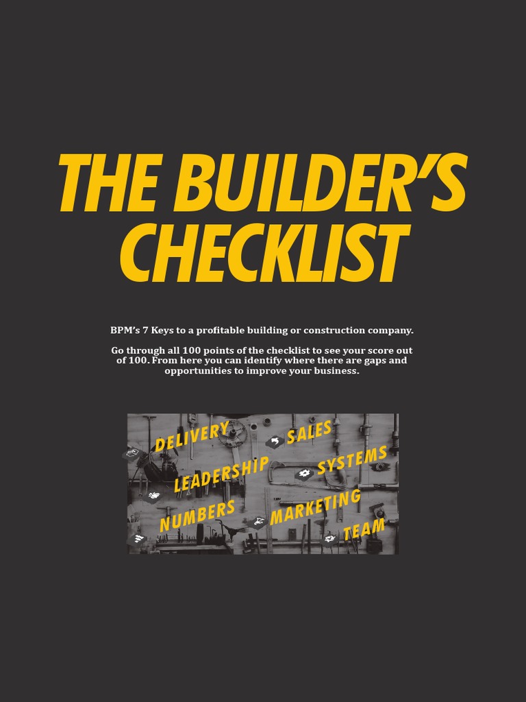 Builders Checklist | PDF | Sales | Marketing