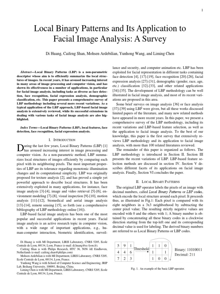 Local Binary Patterns and Its Application To Facial Image Analysis: A ...