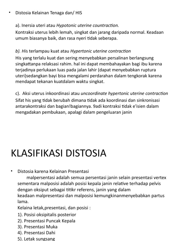 Klasifikasi Distosia | PDF