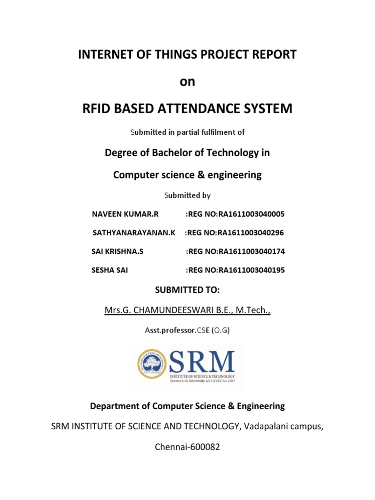 On Rfid Based Attendance System: Internet of Things Project Report | PDF | Radio Frequency ...