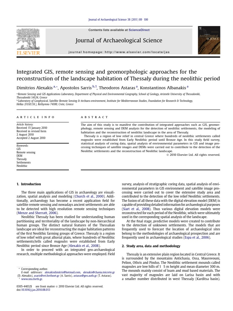 Journal of Archaeological Science: Dimitrios Alexakis, Apostolos Sarris ...