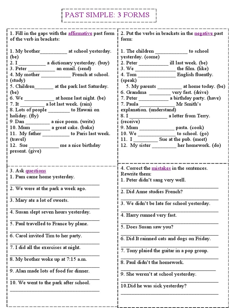 Excellent - Past - Simple - All - Forms I | PDF | Grammar