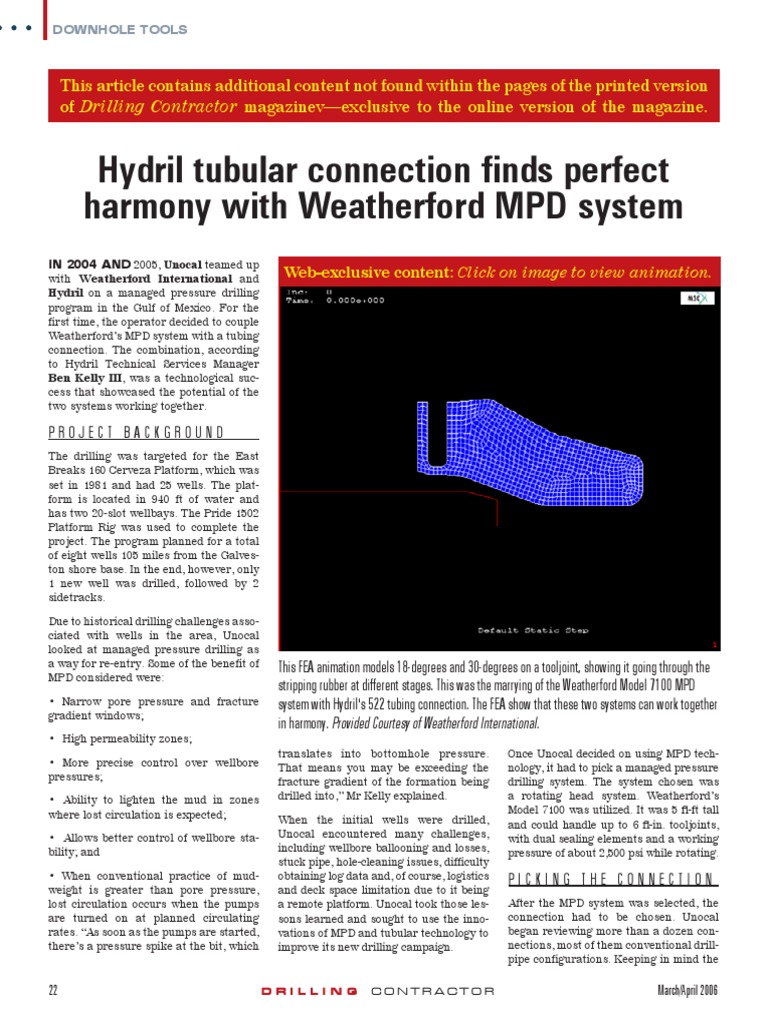 Hydril Tubular Connection Finds Perfect Harmony With Weatherford MPD ...