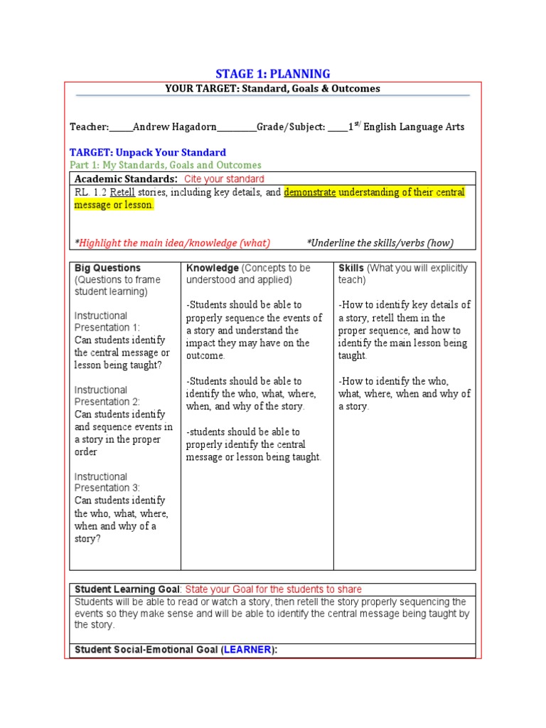 Planning ELA Standards for 1st Grade | PDF | Special Education ...