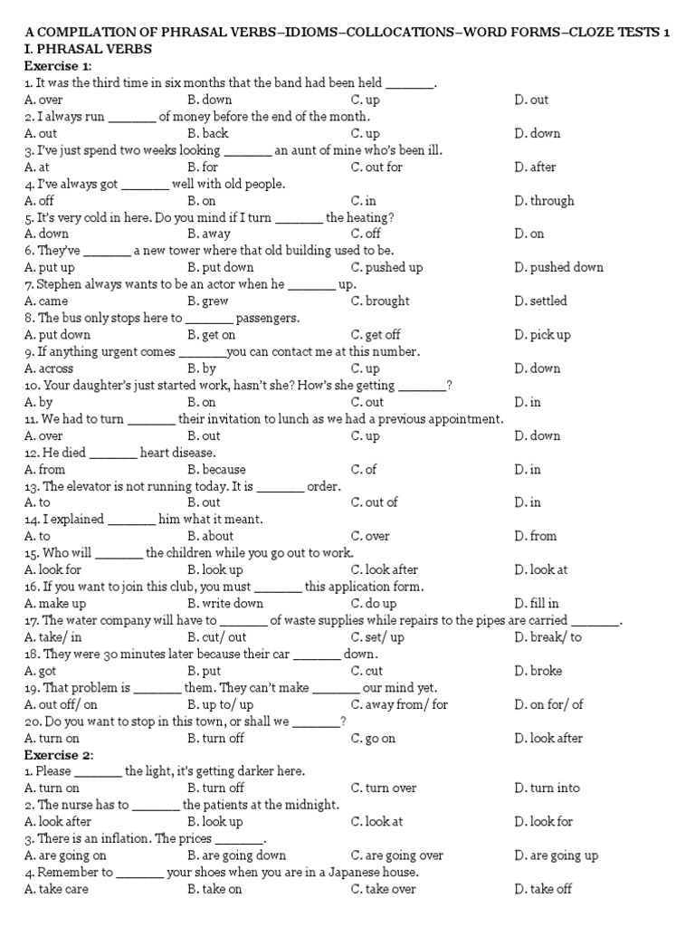 A Compilation of Phrasal Verbs Idioms Collocation 1 | PDF | Length