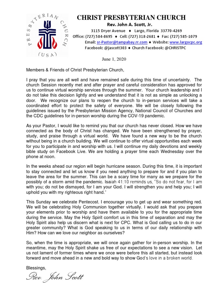 2020 June Update Letter | PDF | Protestantism | Protestant ...