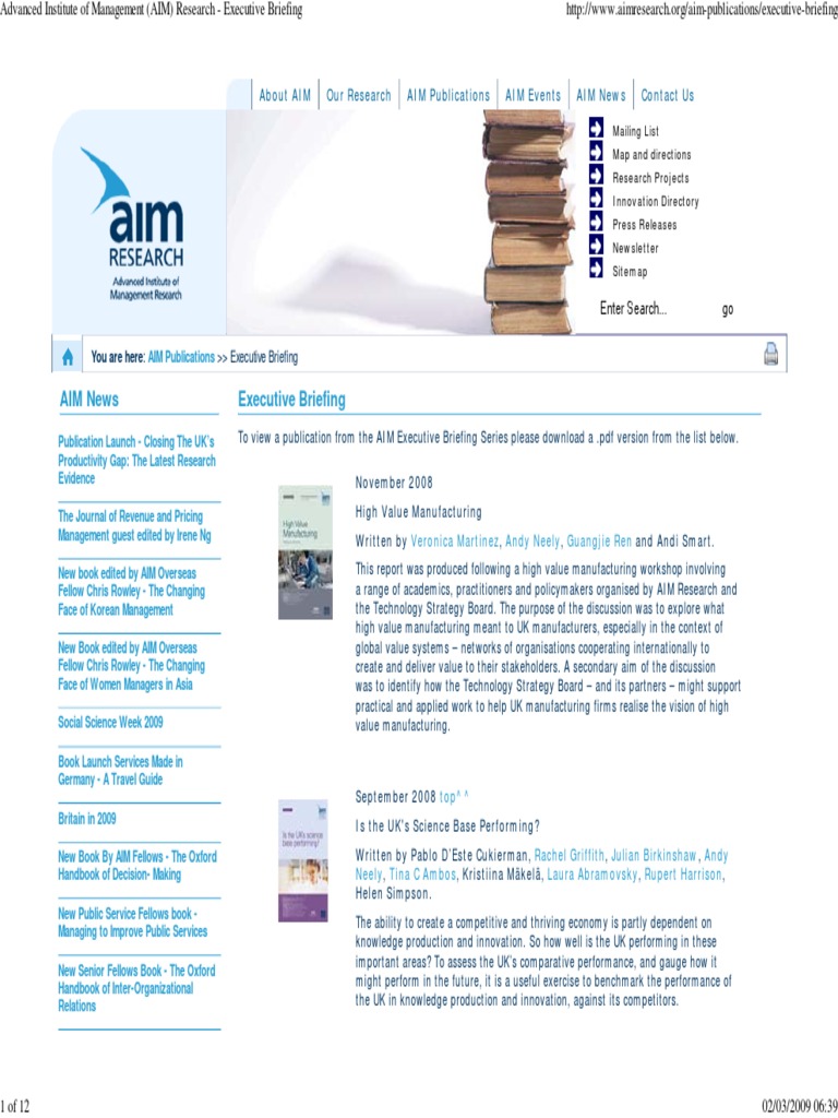 AIM Publications | PDF | Innovation | Employment
