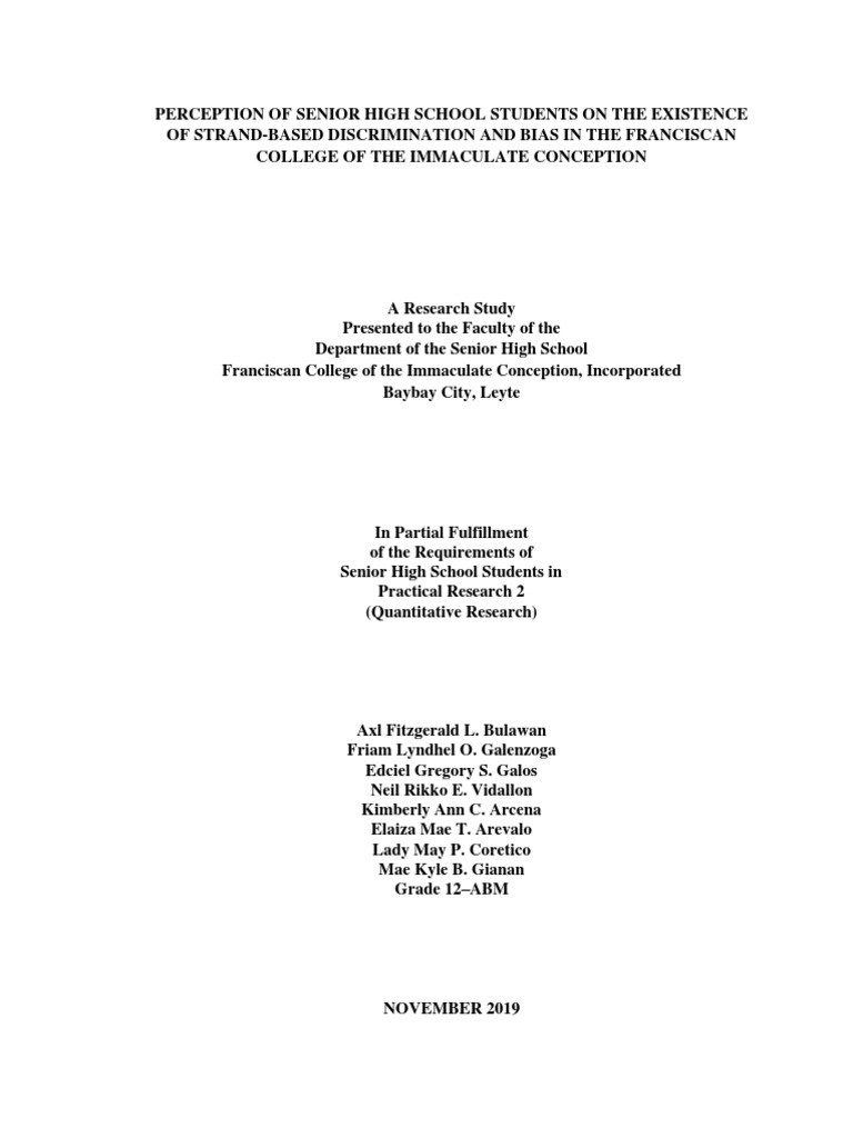 Perception of Senior High School Students On The Existence of Strand ...