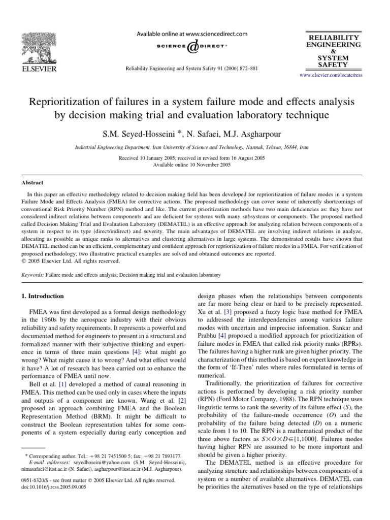 Reprioritization of Failures in A System Failure Mode and Effects ...