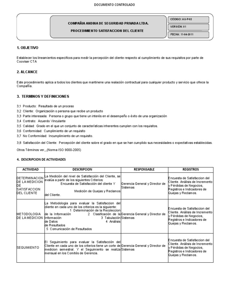 Formato de Satisfaccion Al Cliente | PDF | La satisfacción del cliente ...