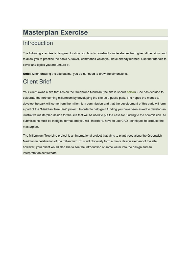 Masterplan Exercise: Below | PDF