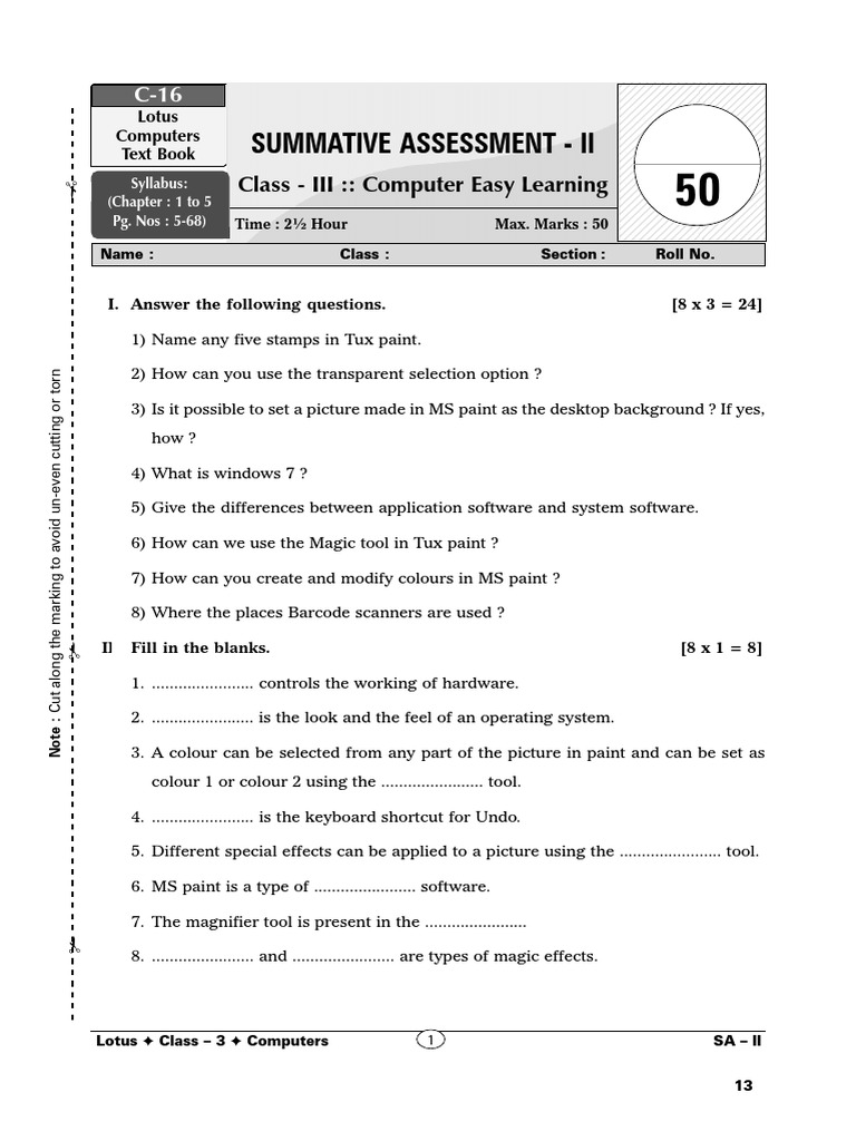 3rd Class-Computer-SA-II | PDF | Human–Computer Interaction | Microsoft ...