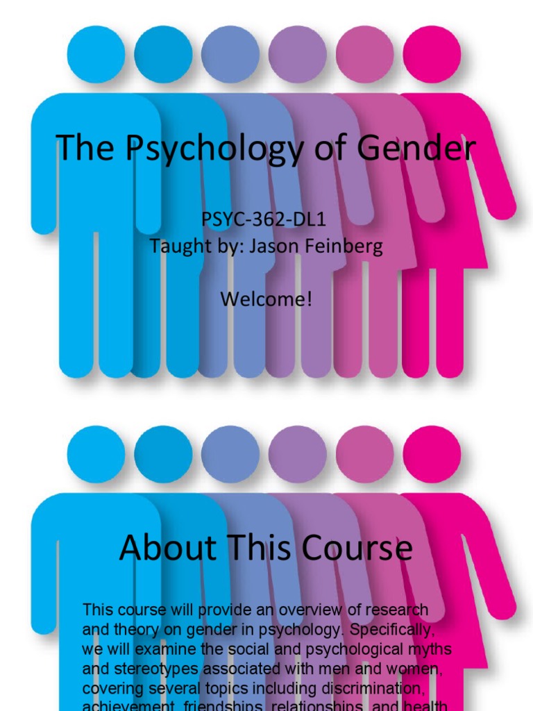 The Psychology of Gender: PSYC-362-DL1 Taught By: Jason Feinberg ...