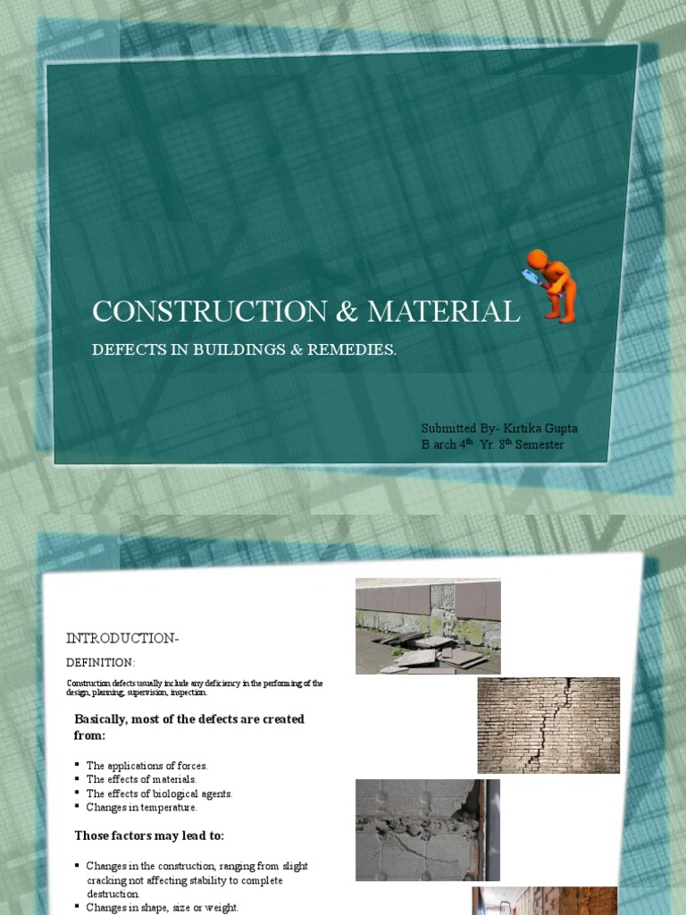 Construction & Material: Defects in Buildings & Remedies | PDF ...