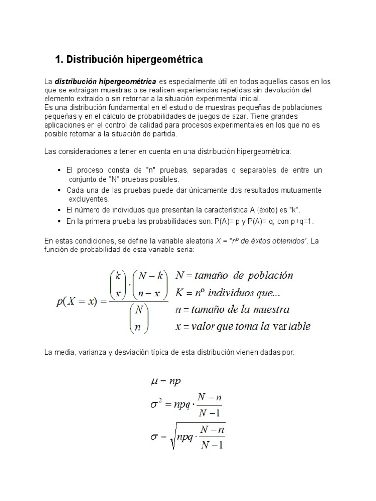 Distribución Hipergeométrica y Normal - Estadística II | PDF ...
