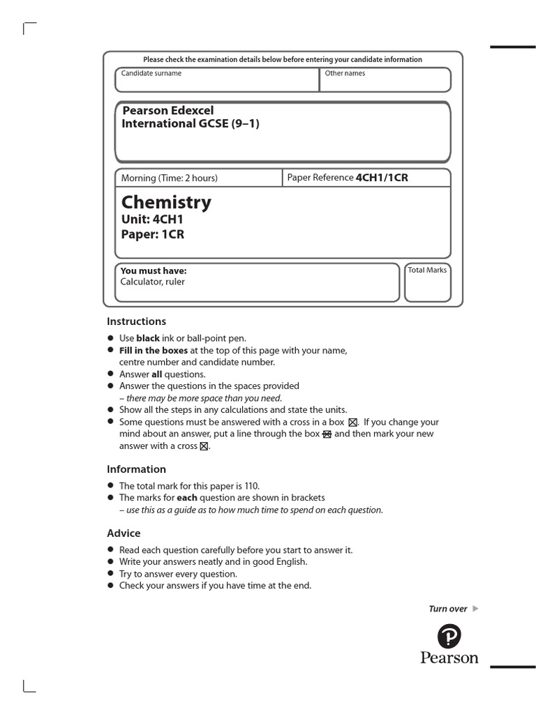 Chemistry: Pearson Edexcel International GCSE (9-1) | PDF | Chemical ...