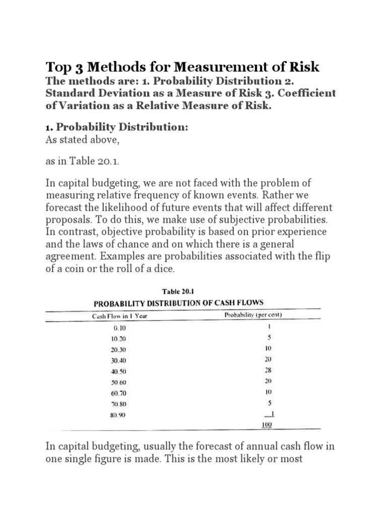 Top 3 Methods For Measurement of Risk | PDF | Standard Deviation | Net ...
