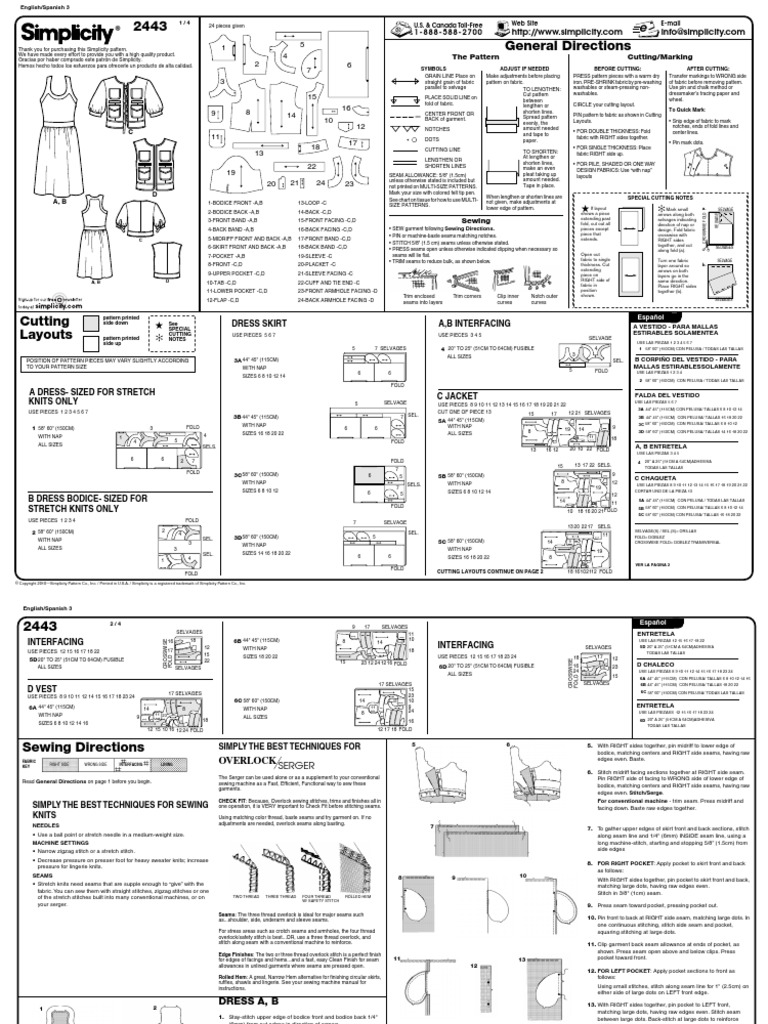 2443 General Directions: Cutting/Marking The Pattern | PDF | Seam ...