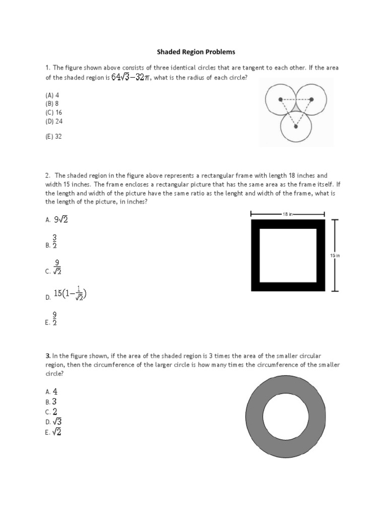 Shaded Region Problems | PDF | Area | Triangle
