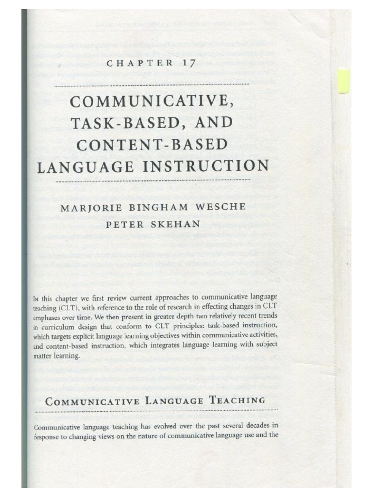Chp. 17 Communicative Task-Based and Content-Based Language Instruction ...
