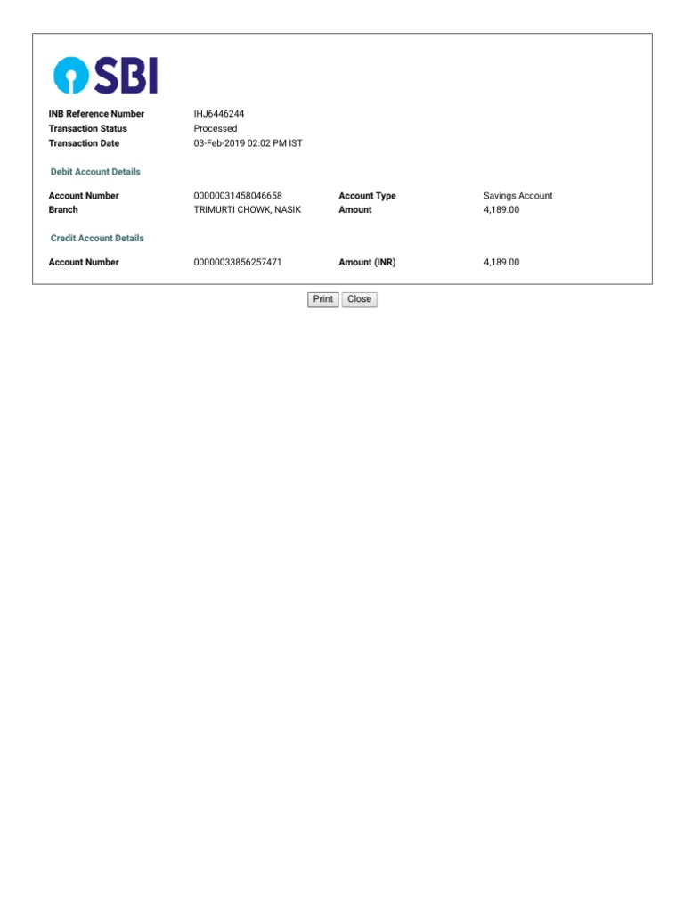 SBI Reference Number Example | PDF | Finance & Money Management