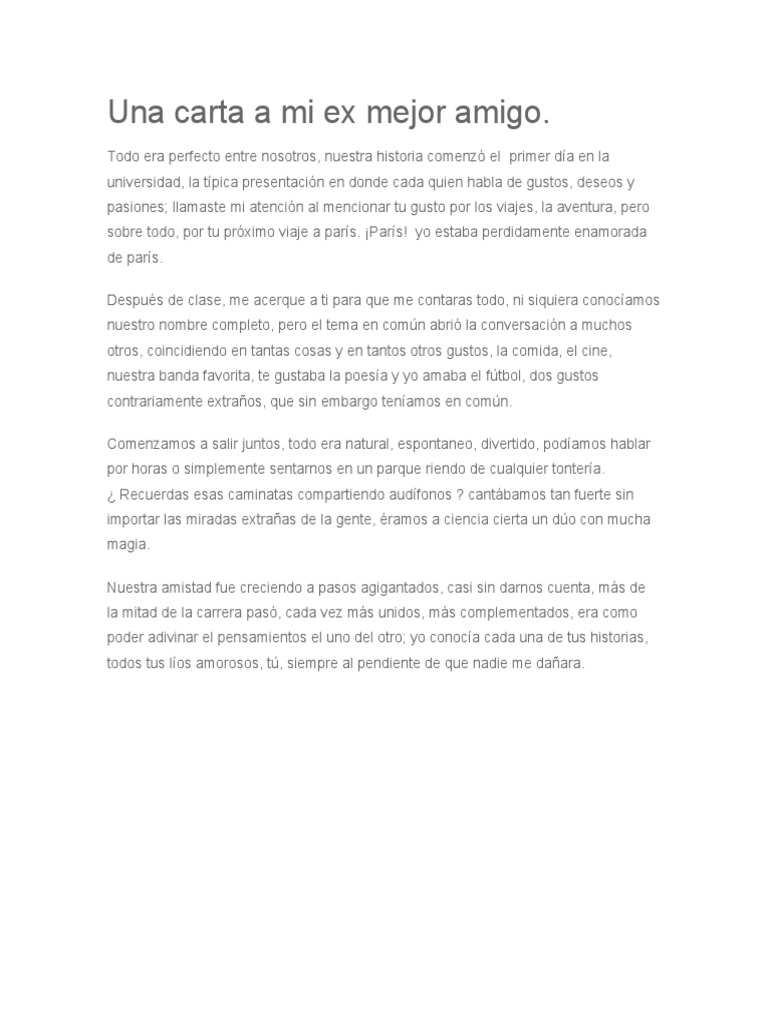 Una Carta A Mi Ex Mejor Amigo | PDF | Amor