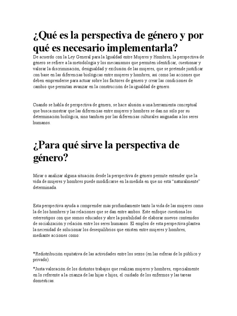 Qué Es La Perspectiva De Género Y Por Qué Es Necesario Implementarla 4168