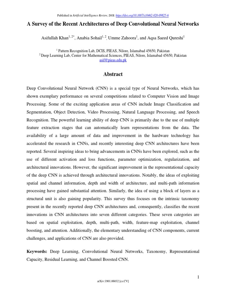 A Survey of The Recent Architectures of Deep Convolutional Neural Networks | PDF | Visual Cortex ...