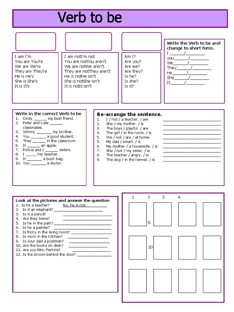 Verb to Be: Short Forms and Exercises | PDF | Language Arts & Discipline