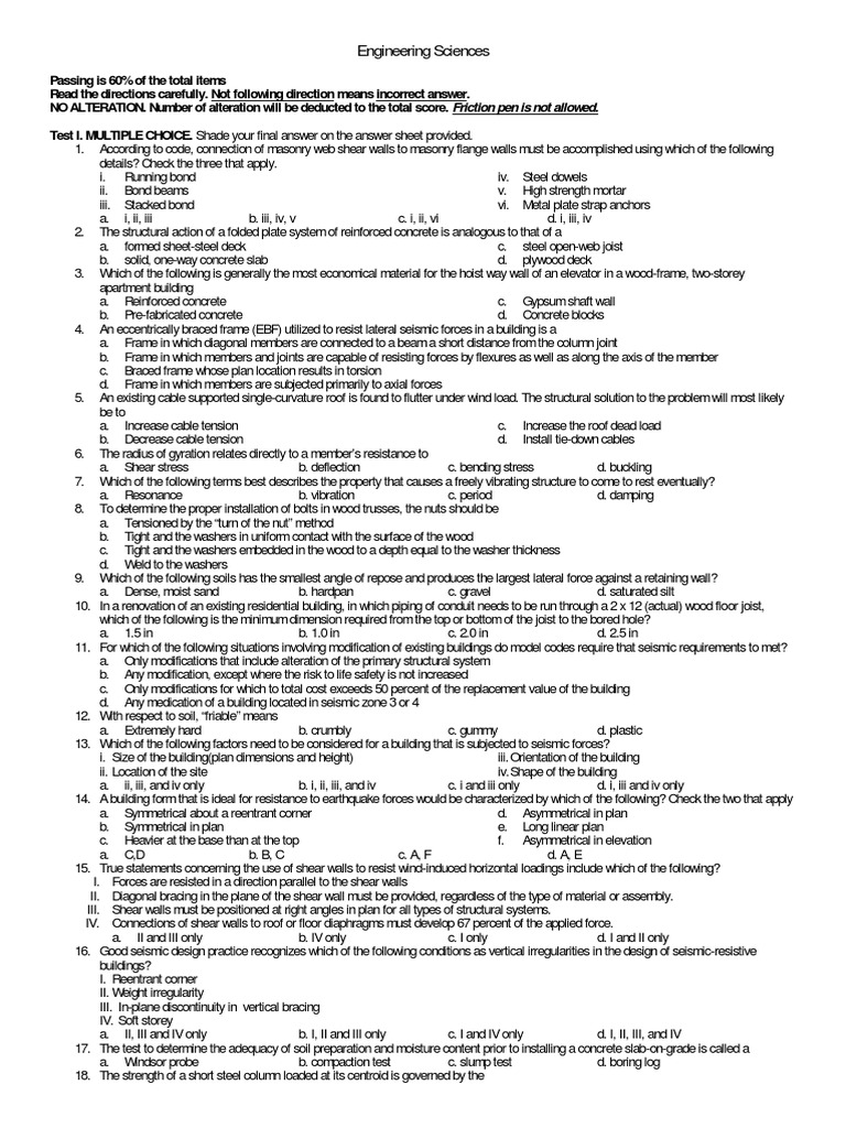 Structural Quiz | PDF | Bending | Stress (Mechanics)