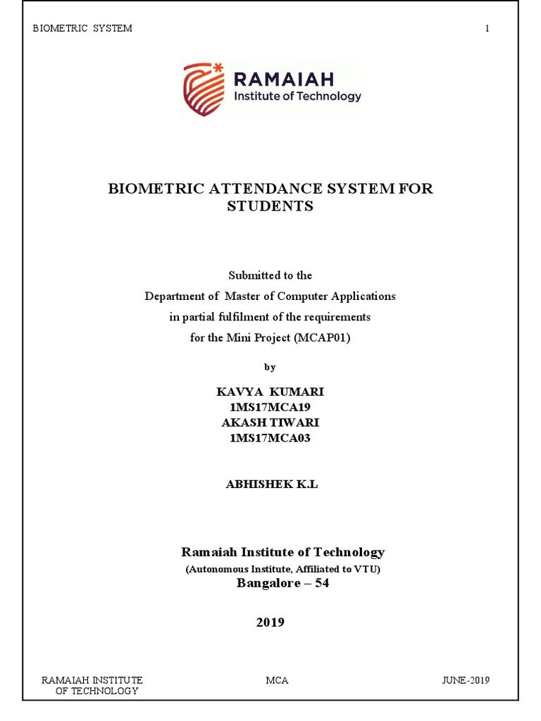 Biometric Attendance System For Students | Download Free PDF ...