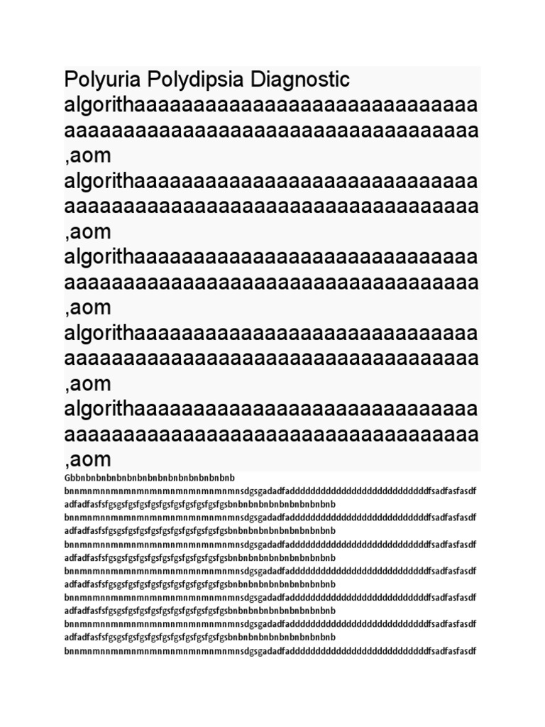 Polyuria Polydipsia Diagnostic Algorithm53 | PDF